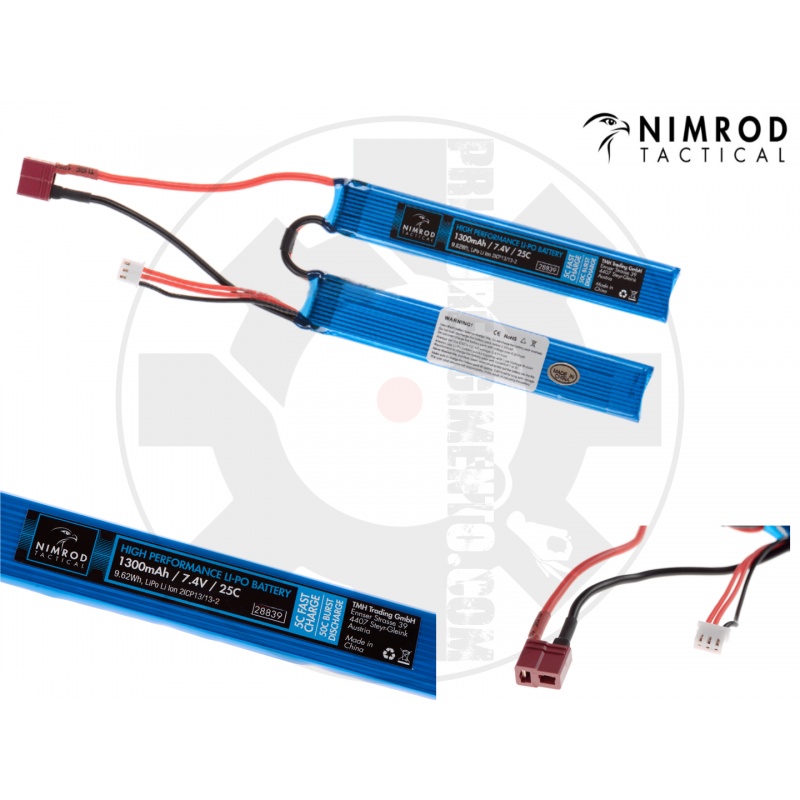 Lipo 7.4V 1300mAh 25C Twin Type T-Plug